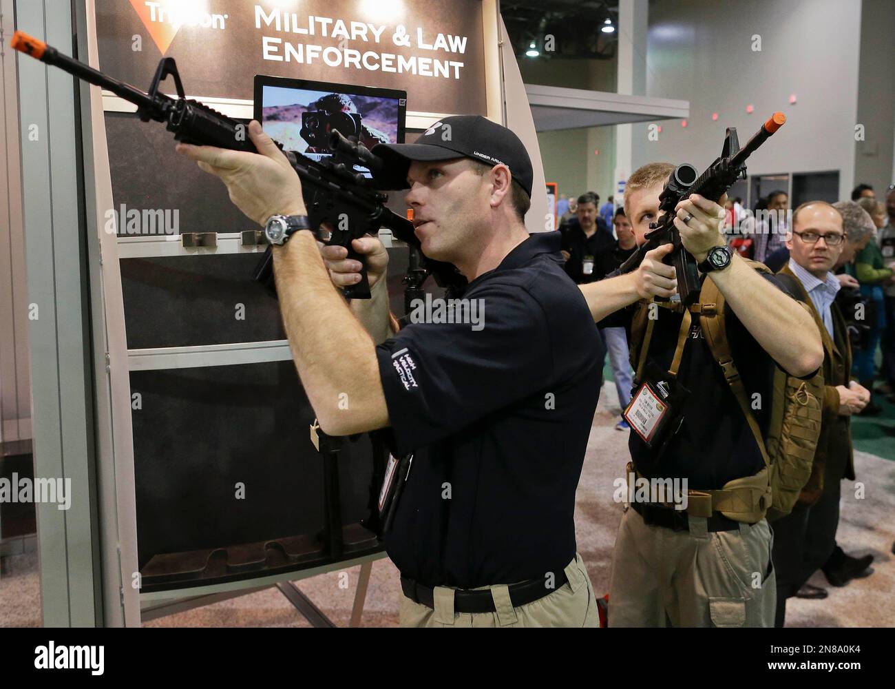 Brendan Vance, left, and Tom Beyer, co-owners of a tactical equipment ...