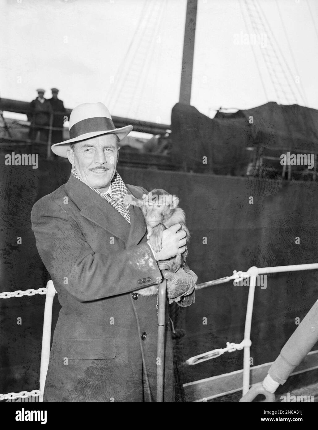 Frank Buck, well known wild animal dealer arrives in New York with one ...