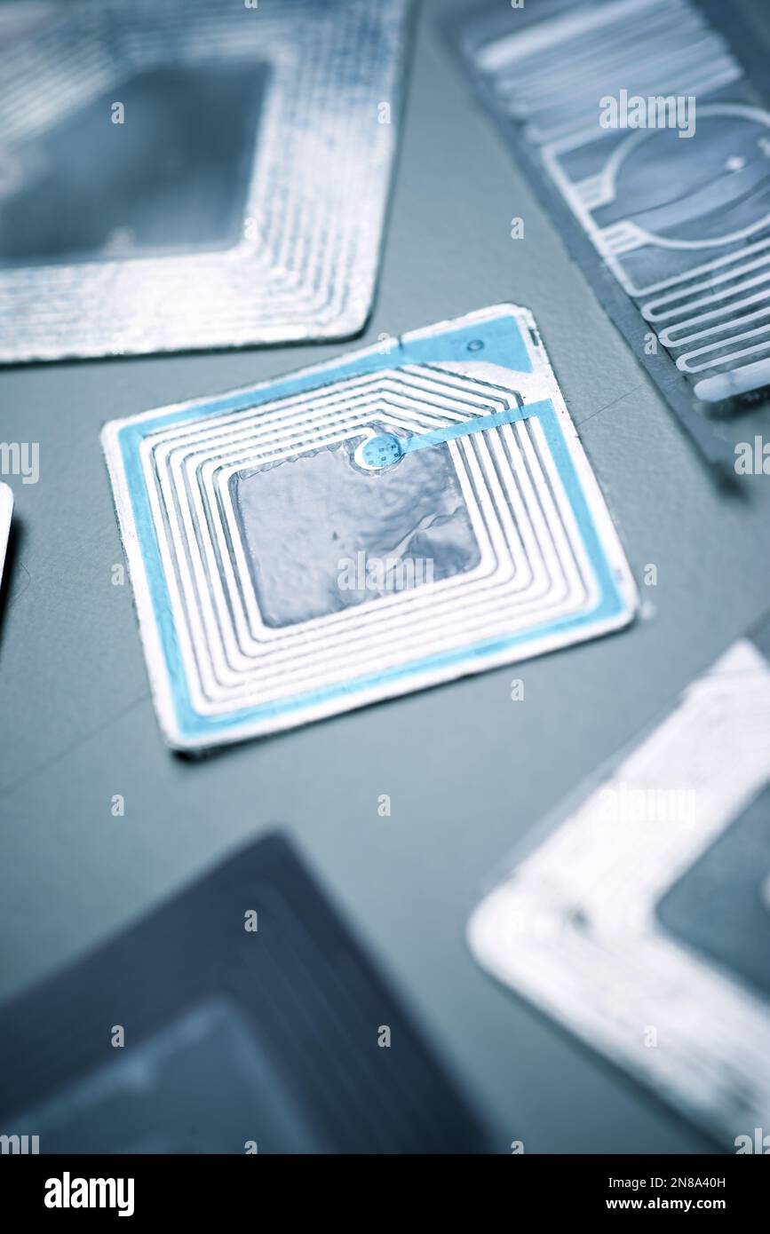 Rfid tags on a table Stock Photo - Alamy