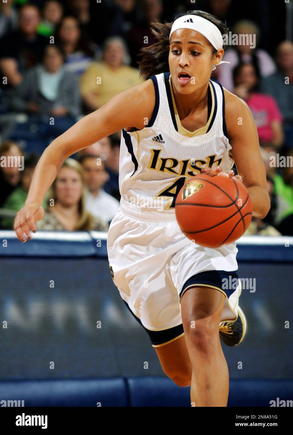 Notre Dame guard Skylar Diggins heads upcourt during the first half of ...