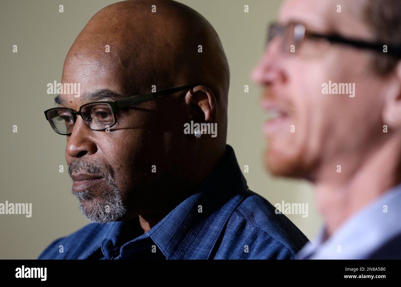 Jon Lovey, right, attorney for Alton Logan, left, who was wrongly ...
