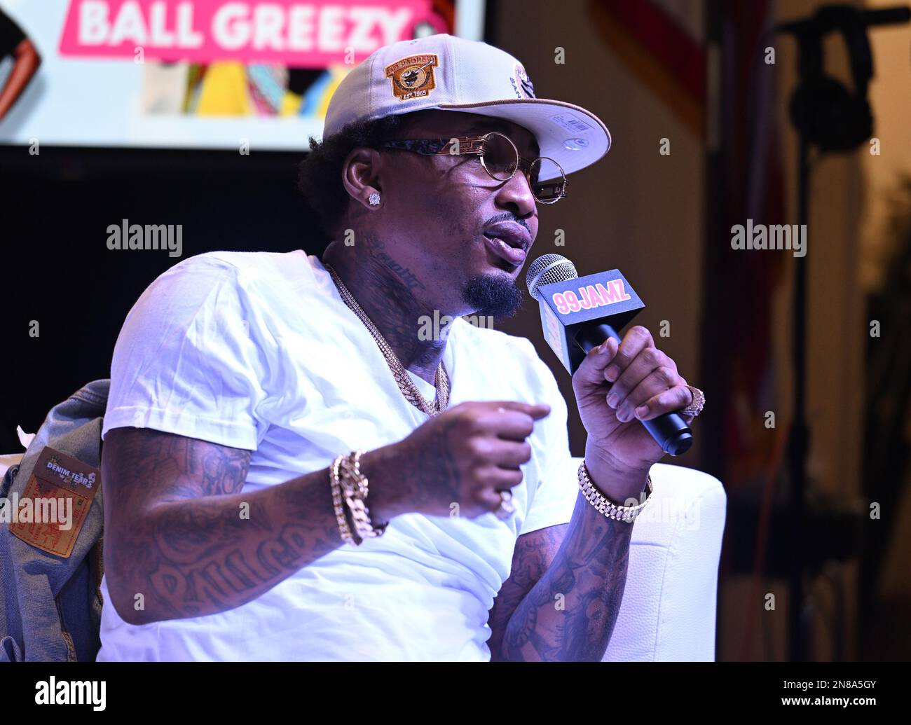 Hollywood, FL, USA. 10th Feb, 2023. Ball Greezy visits Jamz Live at ... Hollywood, FL, USA. 10th Feb, 2023. Ball Greezy visits Jamz Live at ...