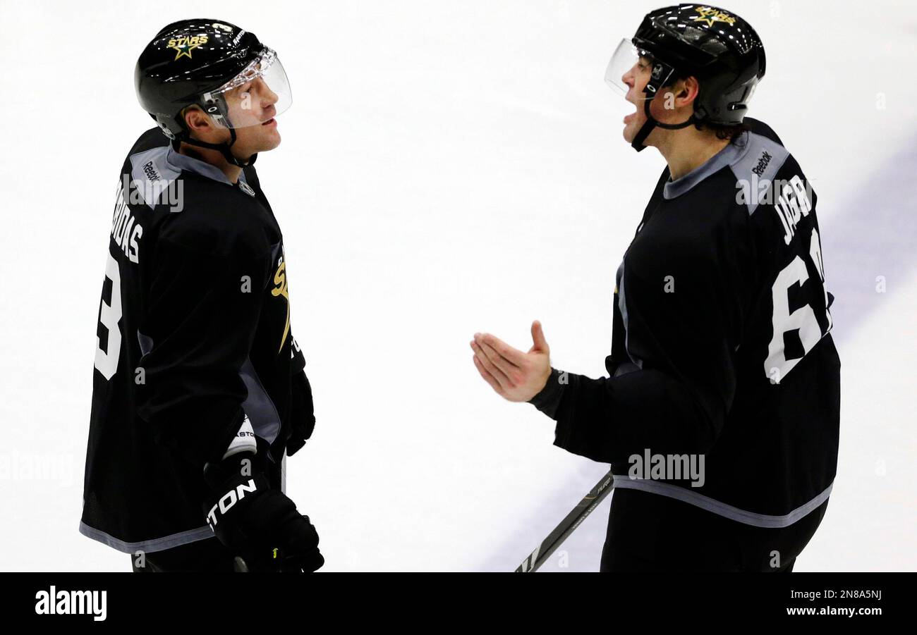 Dallas Stars defenseman Stephane Robidas (3) listens to right wing ...