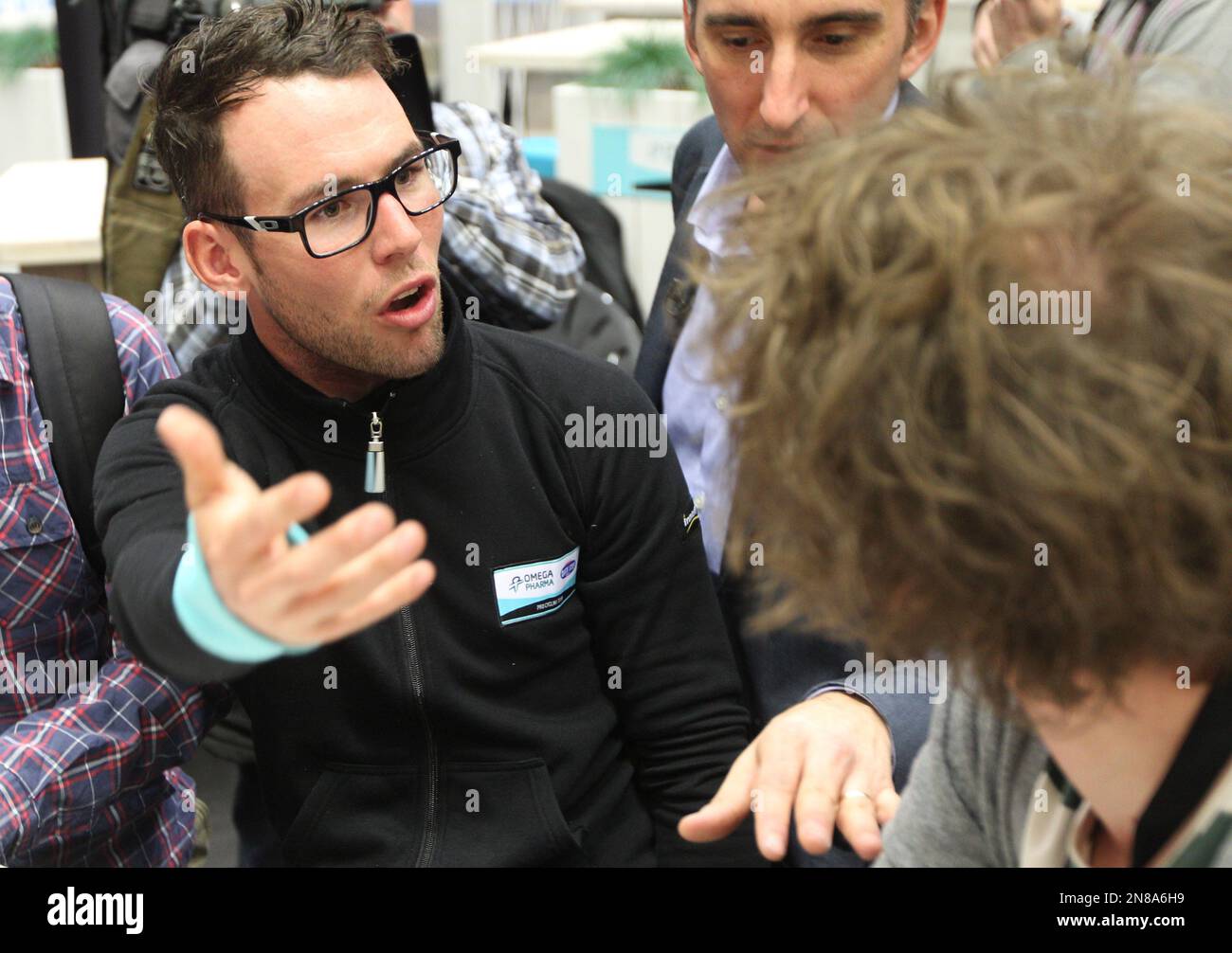 British cyclist Mark Cavendish gets angry as a journalist asks a ...