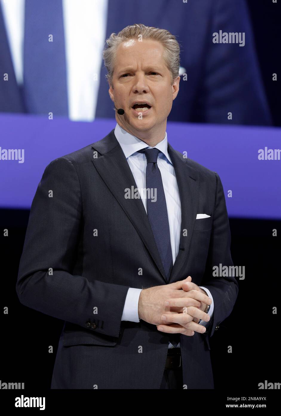 Scott Keogh, President, Audi of America, speaks at media previews for ...