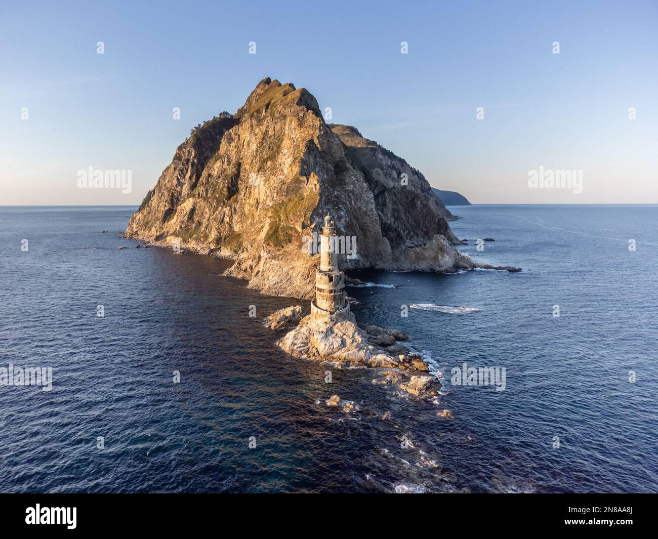 Aerial View The abandoned lighthouse Aniva in Sakhalin Island,Russia ...