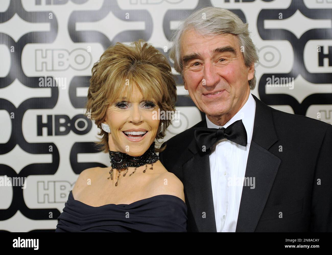 Actors Jane Fonda, left, and Sam Waterston arrive at the HBO Golden ...