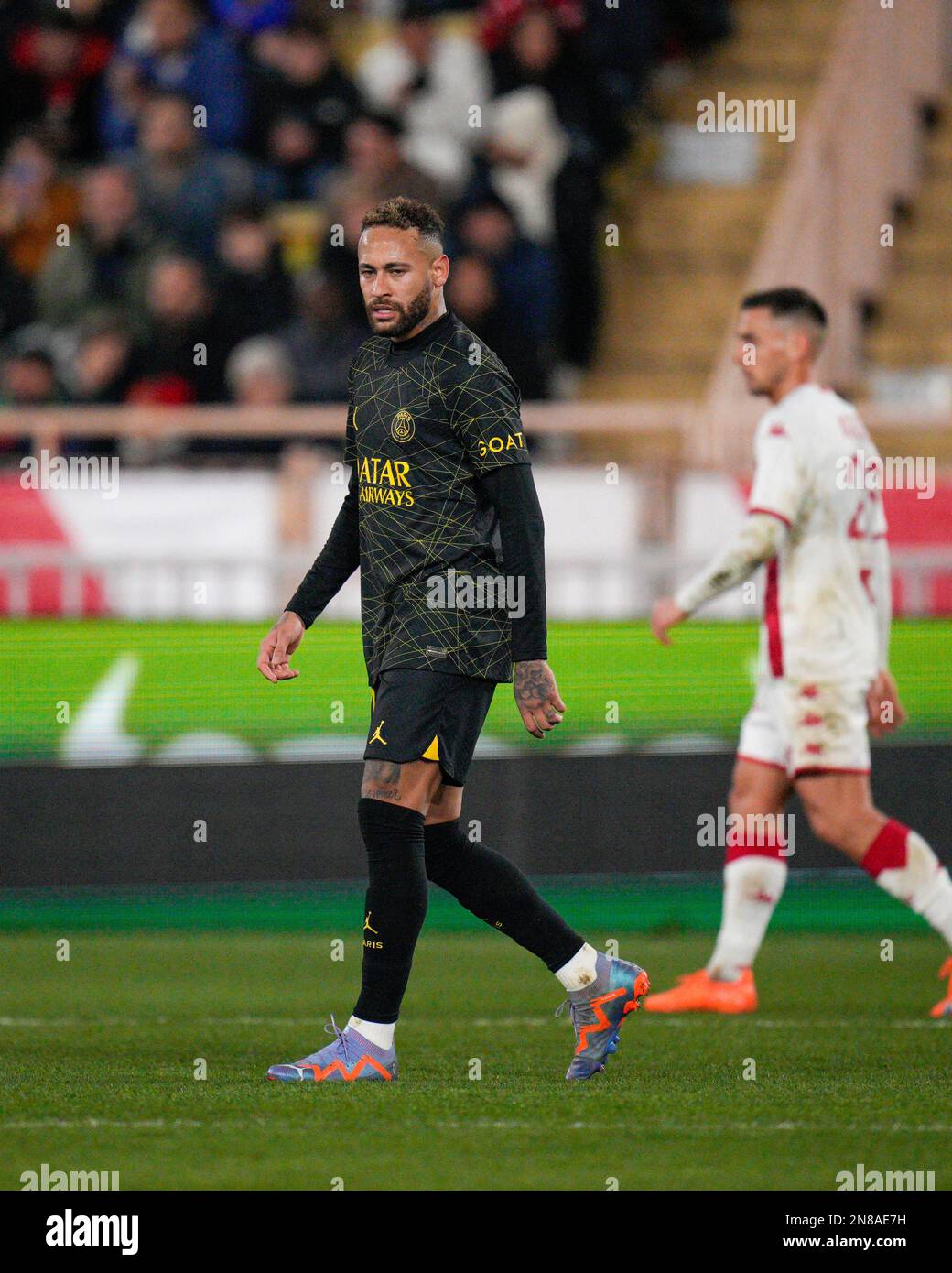 PSG's Neymar walks on the pitch during a French League One soccer match ...