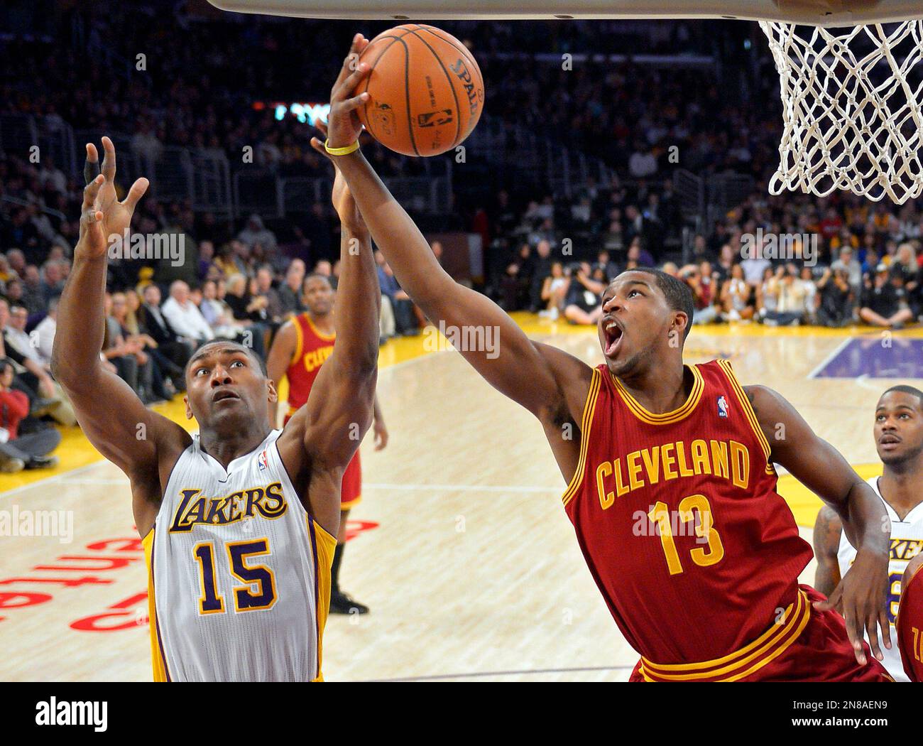 Los Angeles Lakers forward Metta World Peace, left, and Cleveland ...