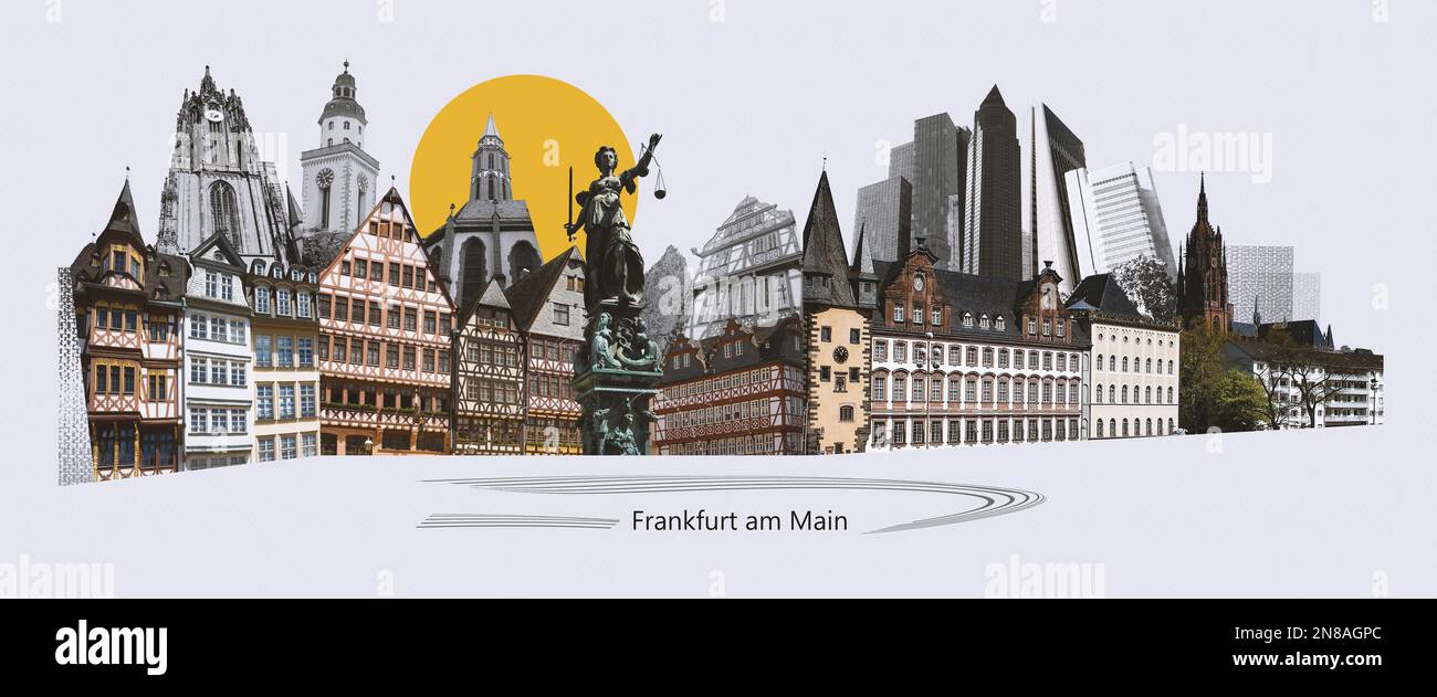 Landmarks collage of the city of Frankfurt am Main, Germany ...