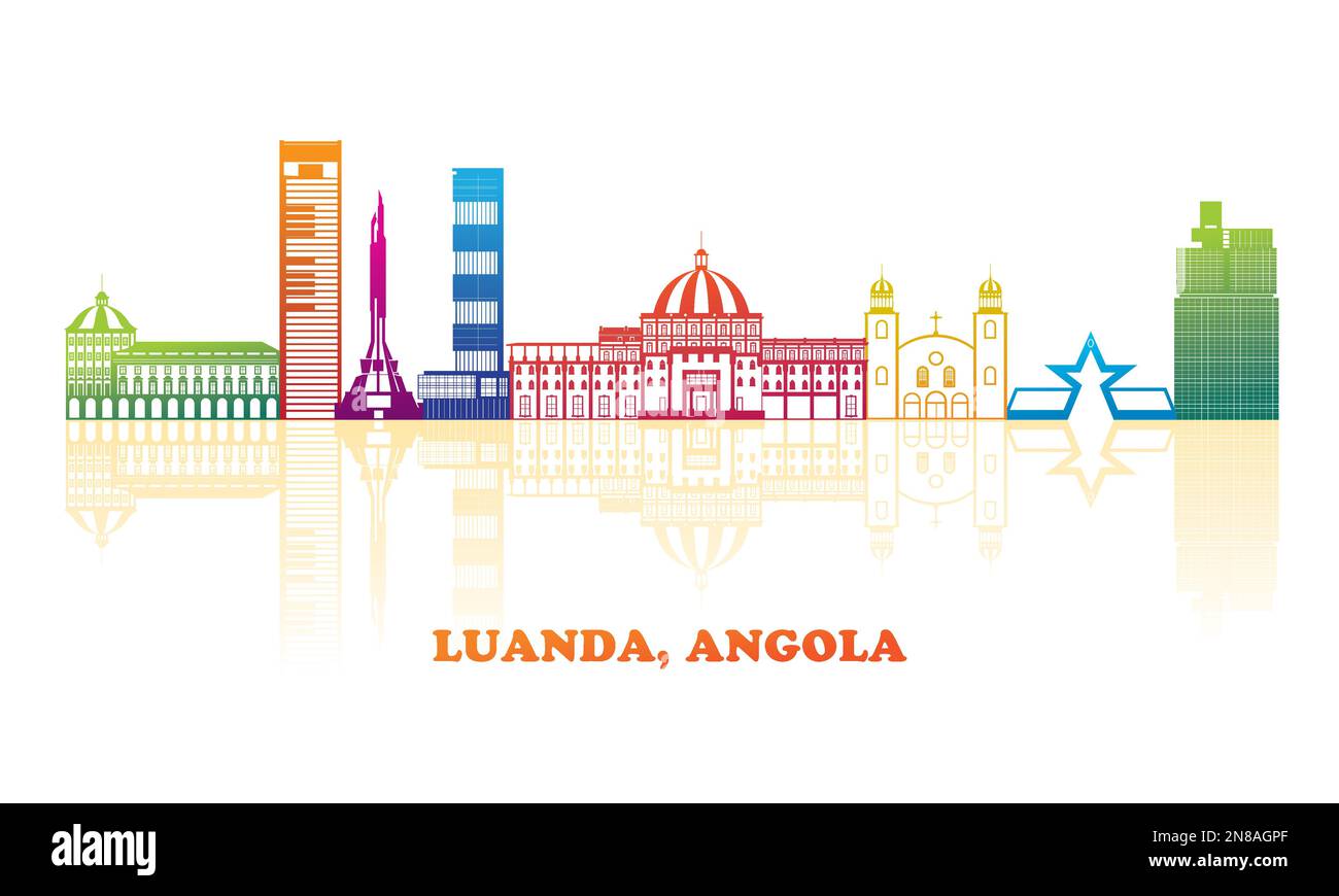 Colourfull Skyline panorama of city of Luanda, Angola - vector ...