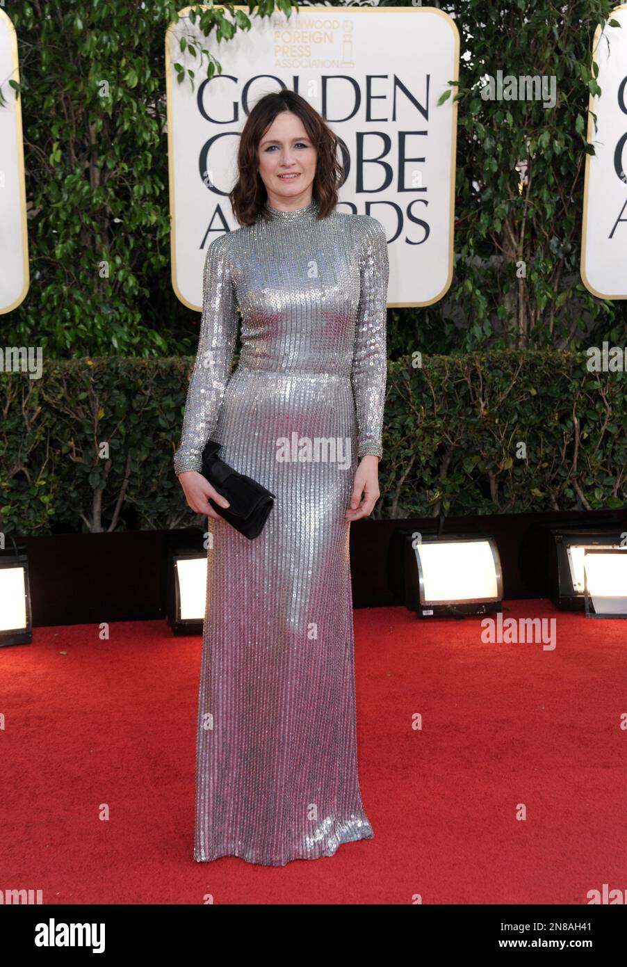 Actress Emily Mortimer arrives at the 70th Annual Golden Globe Awards ...