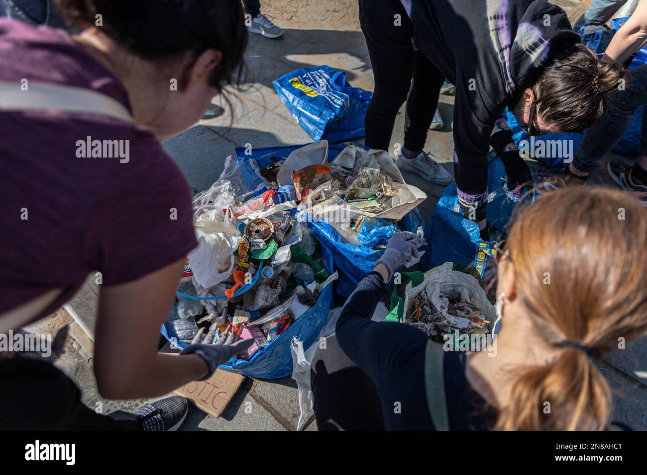 Barcelona, Spain. 11th Feb, 2023. A group of volunteers separates all ...