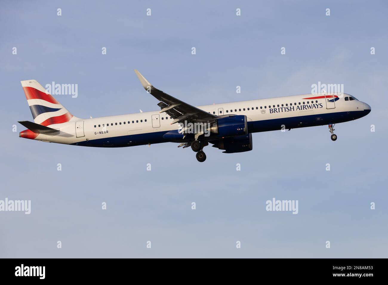 A British Airways Airbus A321 NEO lands at London Heathrow Airport in ...