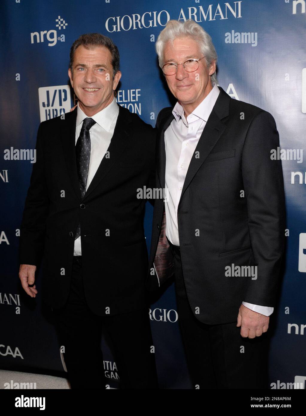 Actor Mel Gibson, left, and actor Richard Gere attends the Help Haiti ...