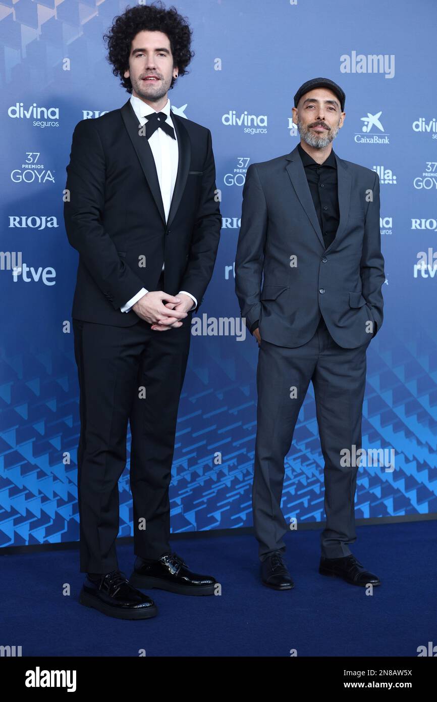 (L-R) Film producer Iván Miñambres and the animator of the short film 'Loop' nominated for best ...