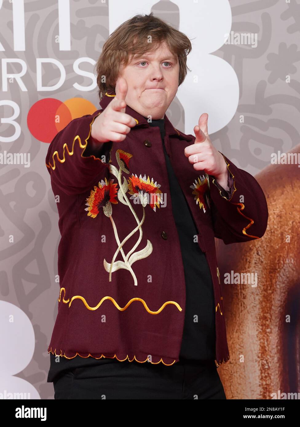 Lewis Capaldi attending the Brit Awards 2023 at the O2 Arena, London ...