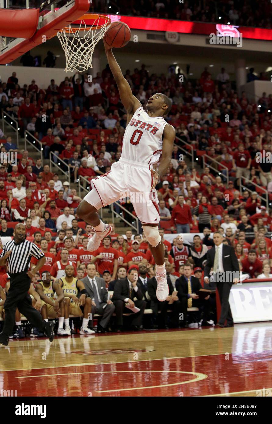 North Carolina State's Rodney Purvis (0) shoots against Georgia Tech ...