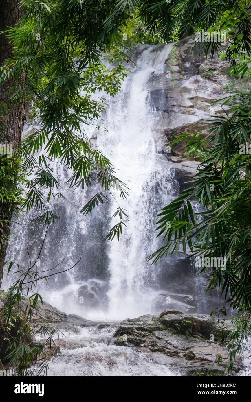 the Sai Khu Waterfall near the Town of Bang Saphan in the Province of Prachuap Khiri Khan in ...