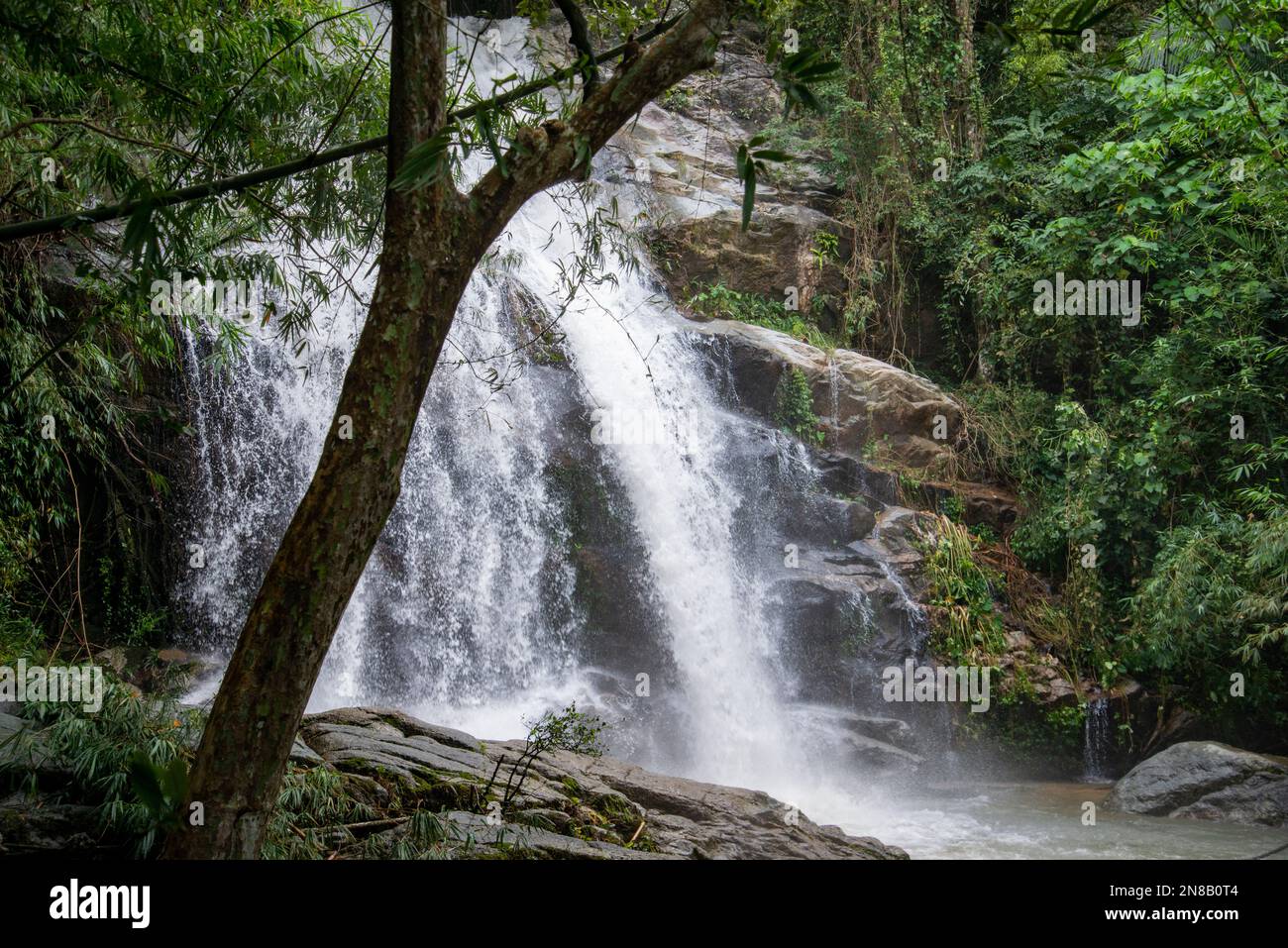 the Sai Khu Waterfall near the Town of Bang Saphan in the Province of ...