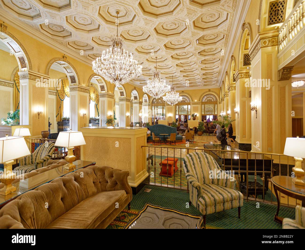 Reception area, Omni William Penn Hotel. The landmark hotel has been in operation since 1916 ...