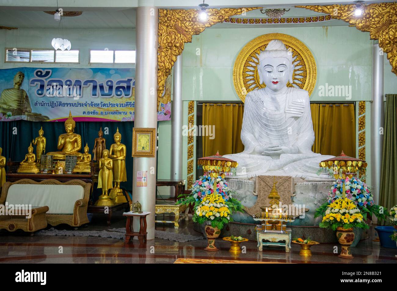 the white Buddha at the Wat Thang Sai the Town of Ban Krut in the ...