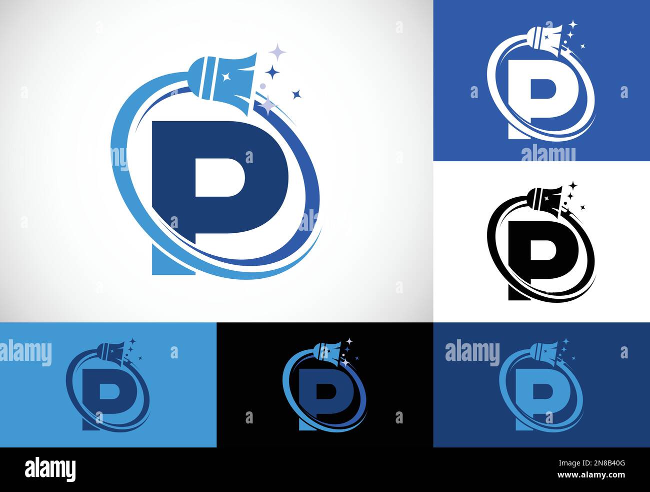 Letter P cleaning service logo design template, Cleaning company logo ...