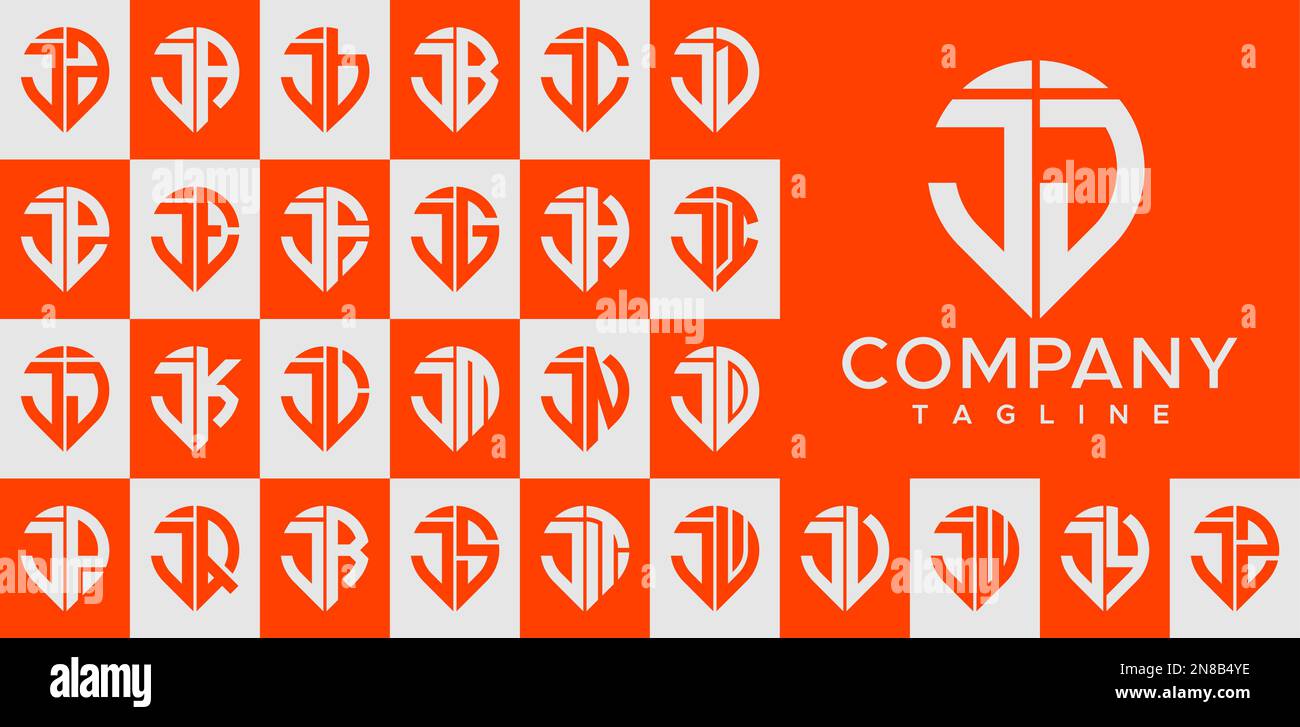 Modern pin point letter J logo design vector. Line marker JJ J initial logo set Stock Vector ...