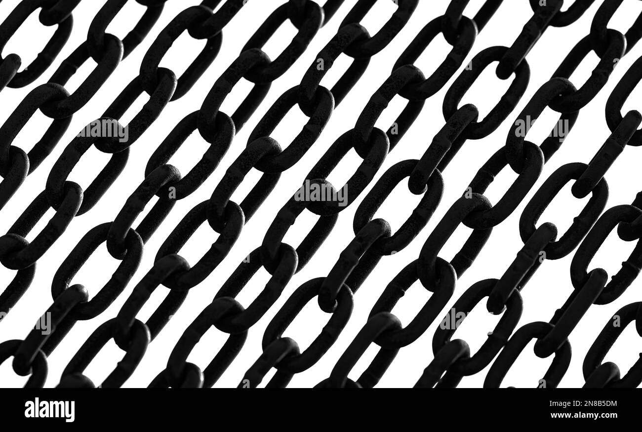 Rusty chains isolated on white. black and white concept. Background of ...