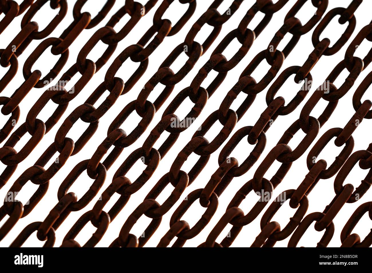 Rusty chains isolated on white. Background of chains on a withe ...