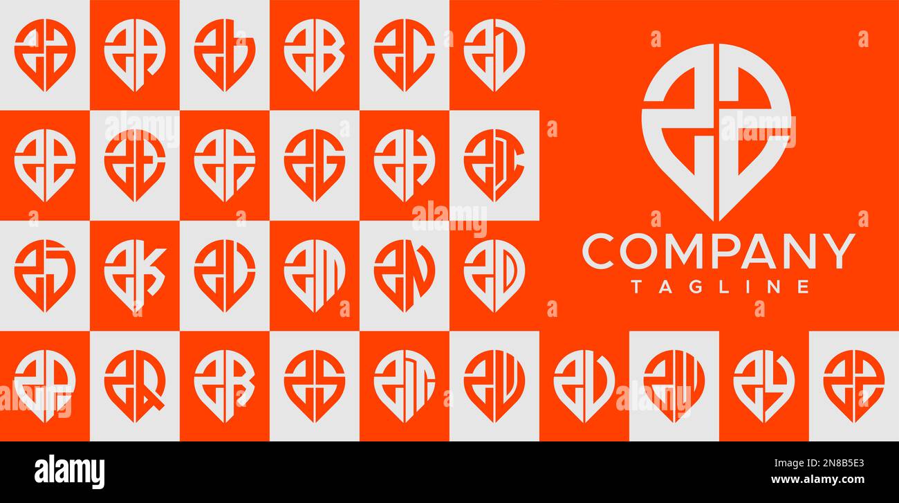 Modern pin point letter Z logo design vector. Line marker ZZ Z initial ...