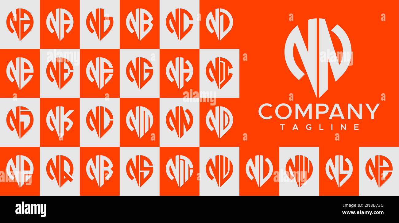 Modern pin point letter N logo design vector. Line marker NN N initial logo set Stock Vector ...