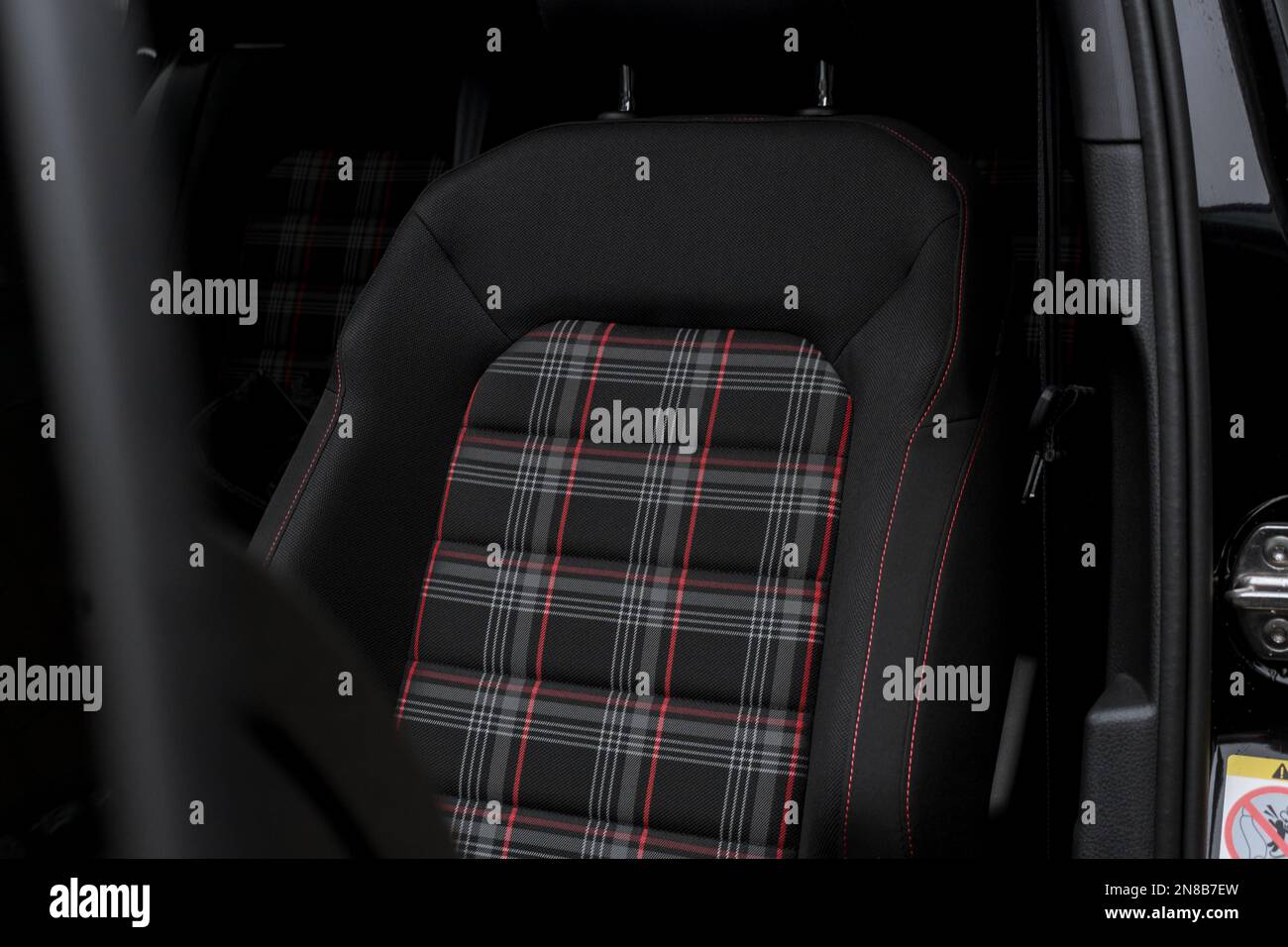 A 2020 Volkswagen Golf GTI With Black Cloth Interior With Red And Grey ...