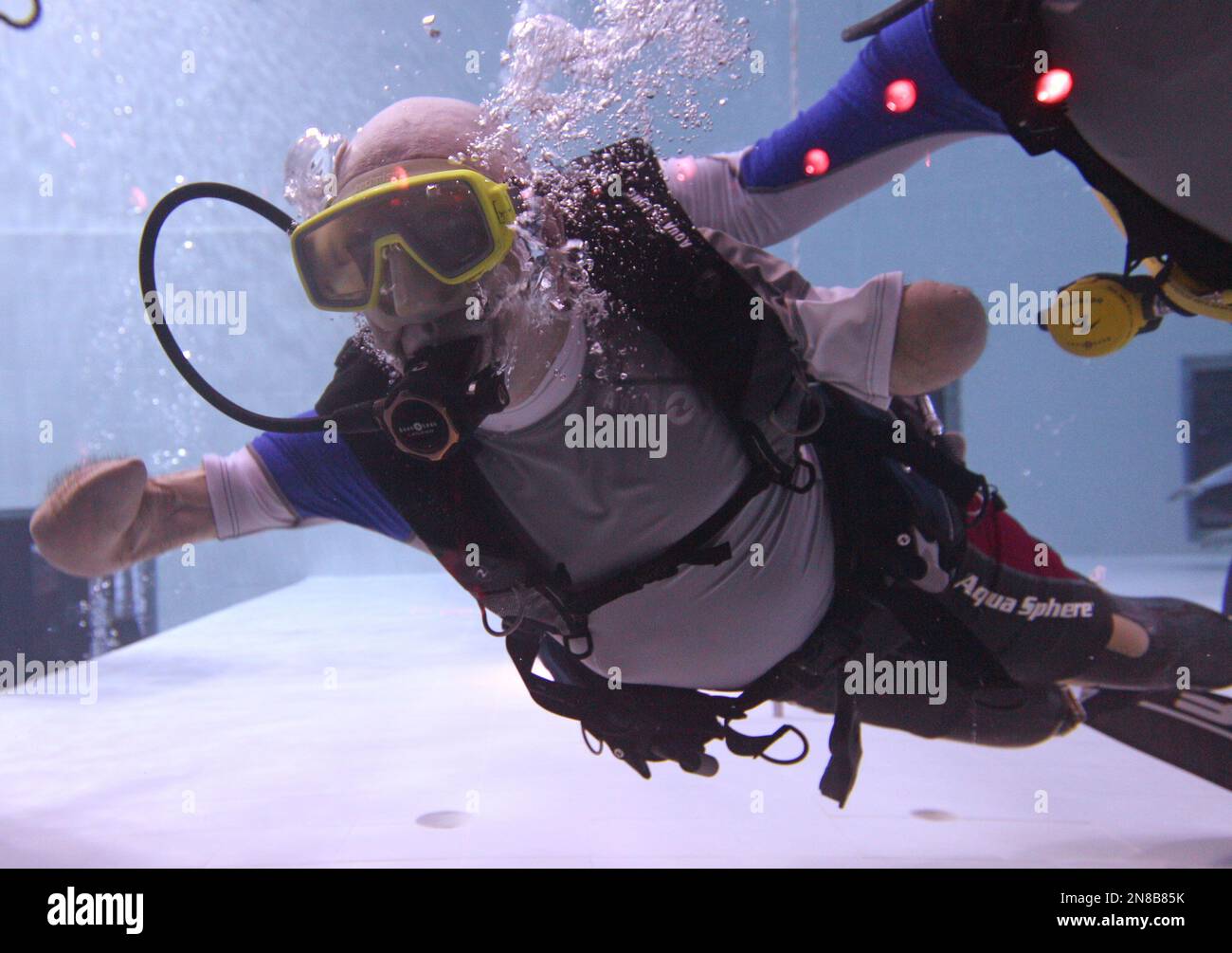 Limbless Philippe Croizon from France, celebrates, after he set a world ...