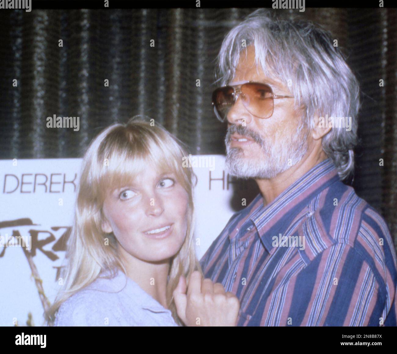 Bo Derek with husband John Derek in the lobby of the Plitt Century ...