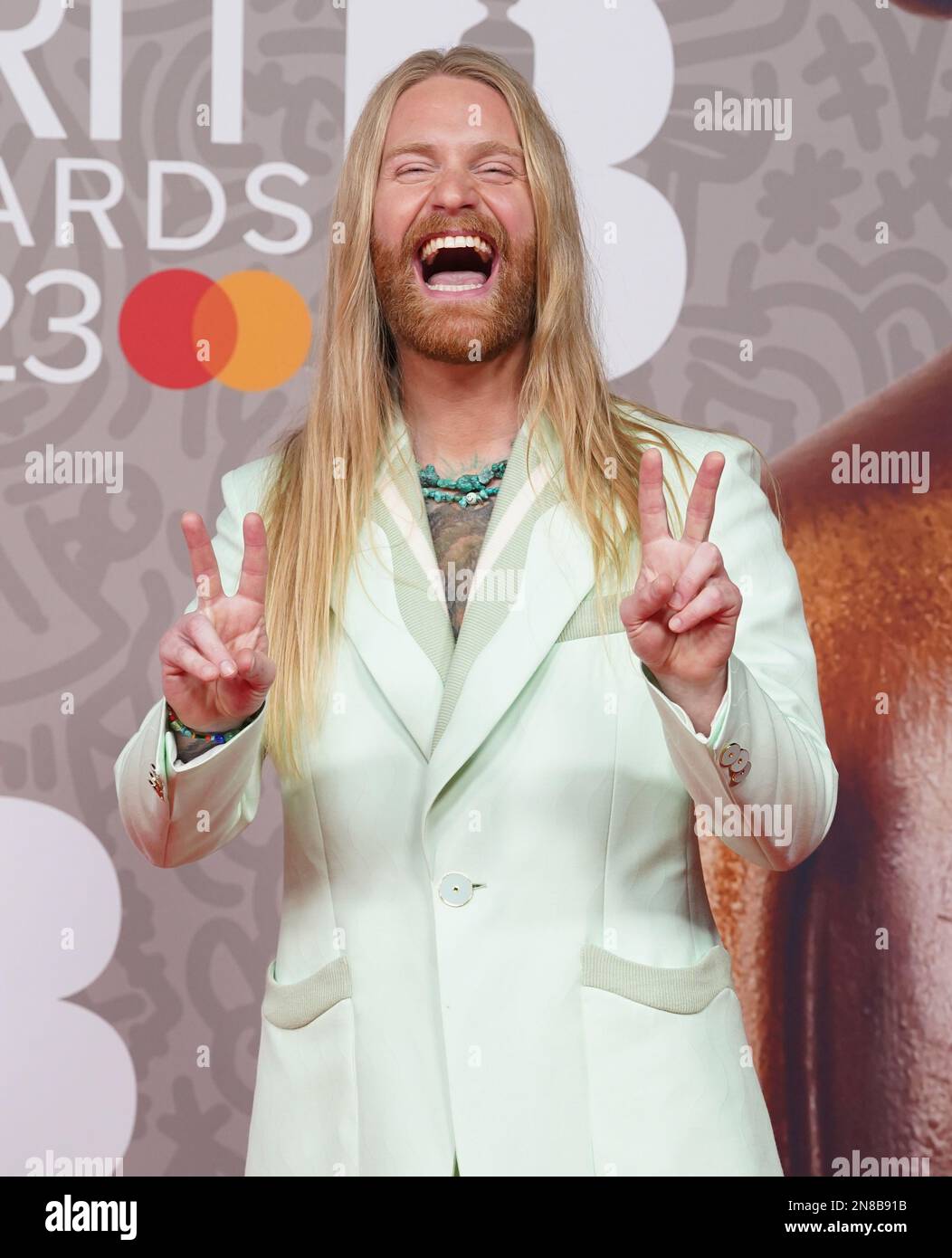 Sam Ryder attending the Brit Awards 2023 at the O2 Arena, London ...