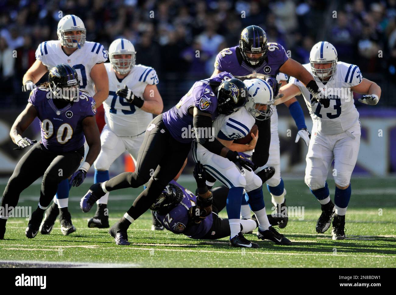Baltimore Ravens Terrell Suggs sacks Indianapolis Colts quarterback ...