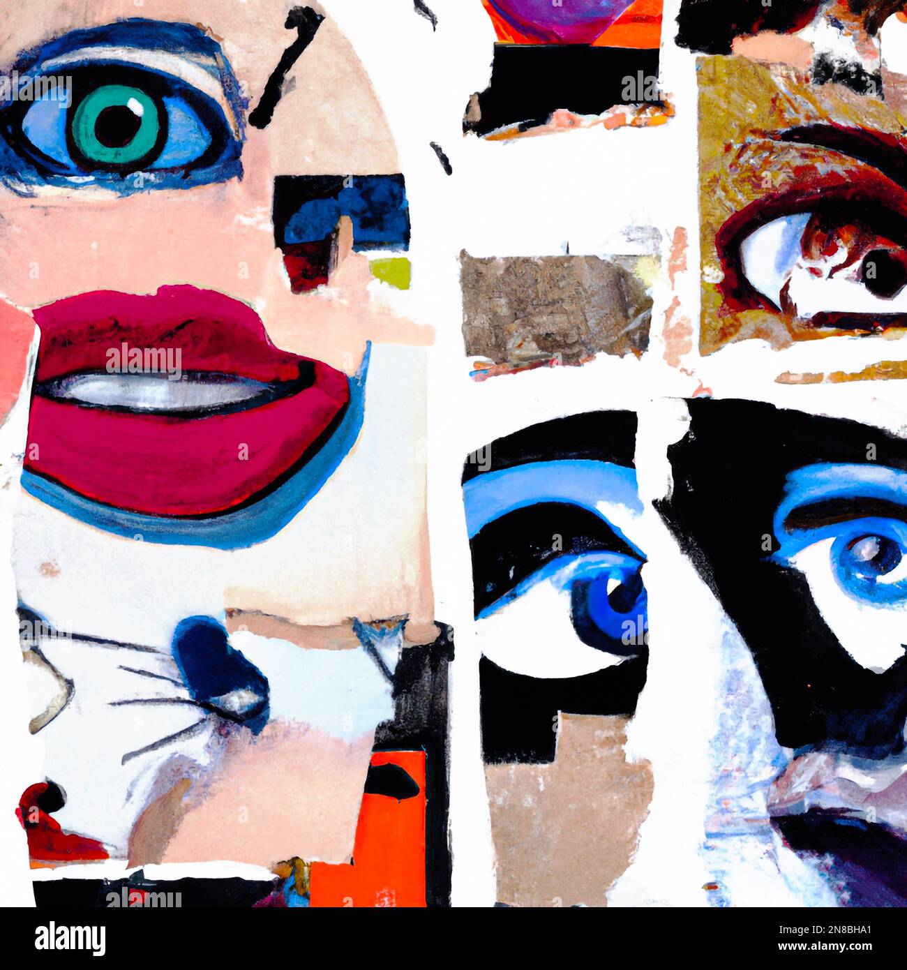 Abstract portrait faces collage, pop art fashion design – Digital ...