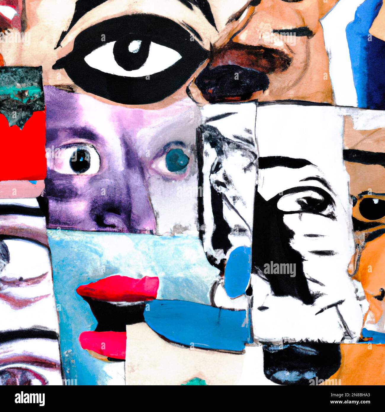 Abstract portrait faces collage, pop art fashion design – Digital ...