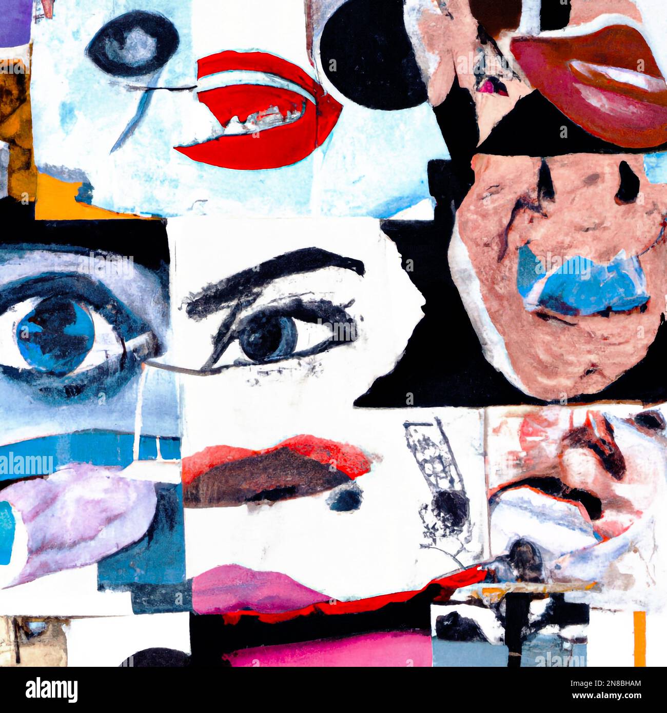 Abstract portrait faces collage, pop art fashion design – Digital ...