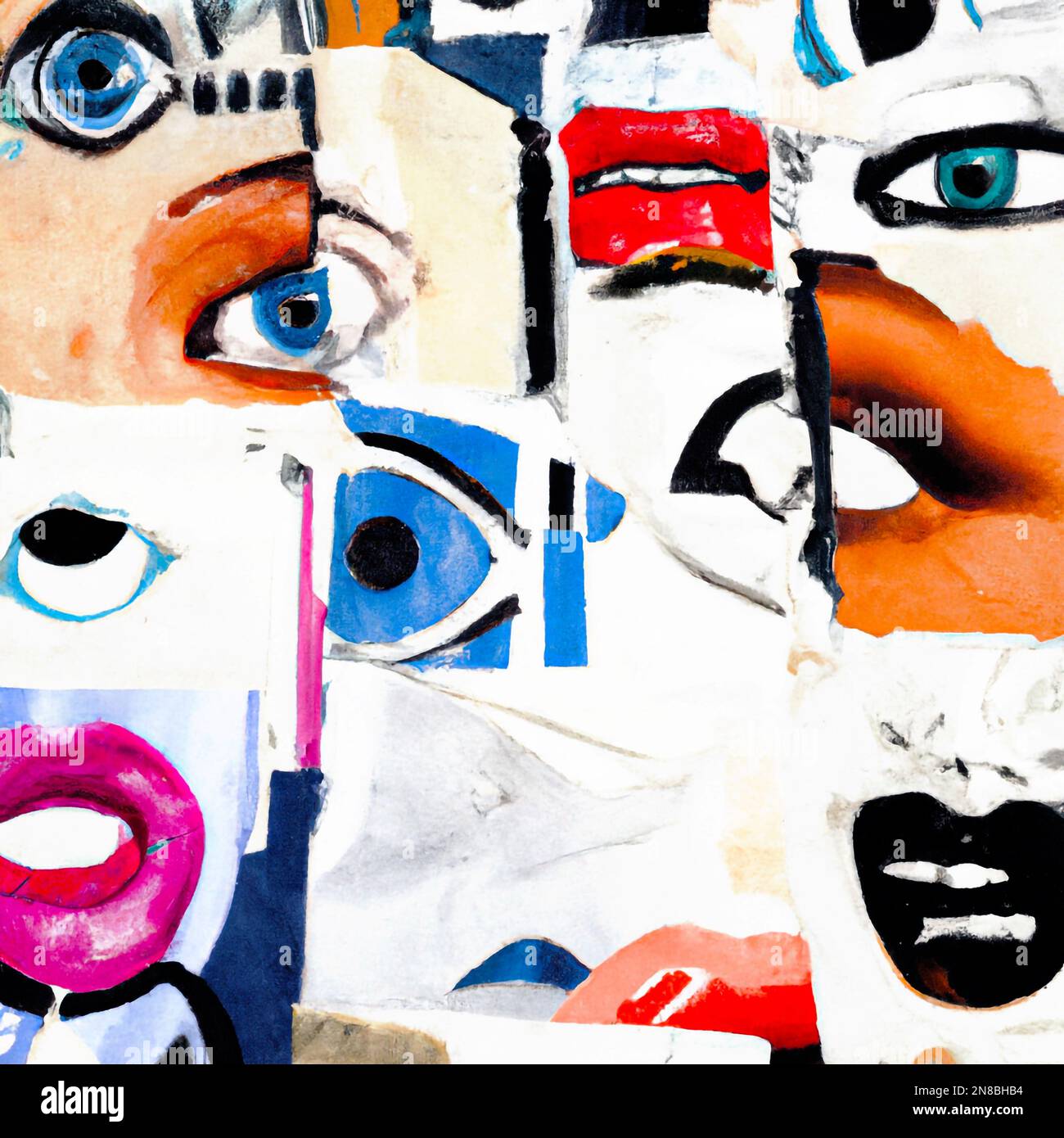 Abstract portrait faces collage, pop art fashion design – Digital ...