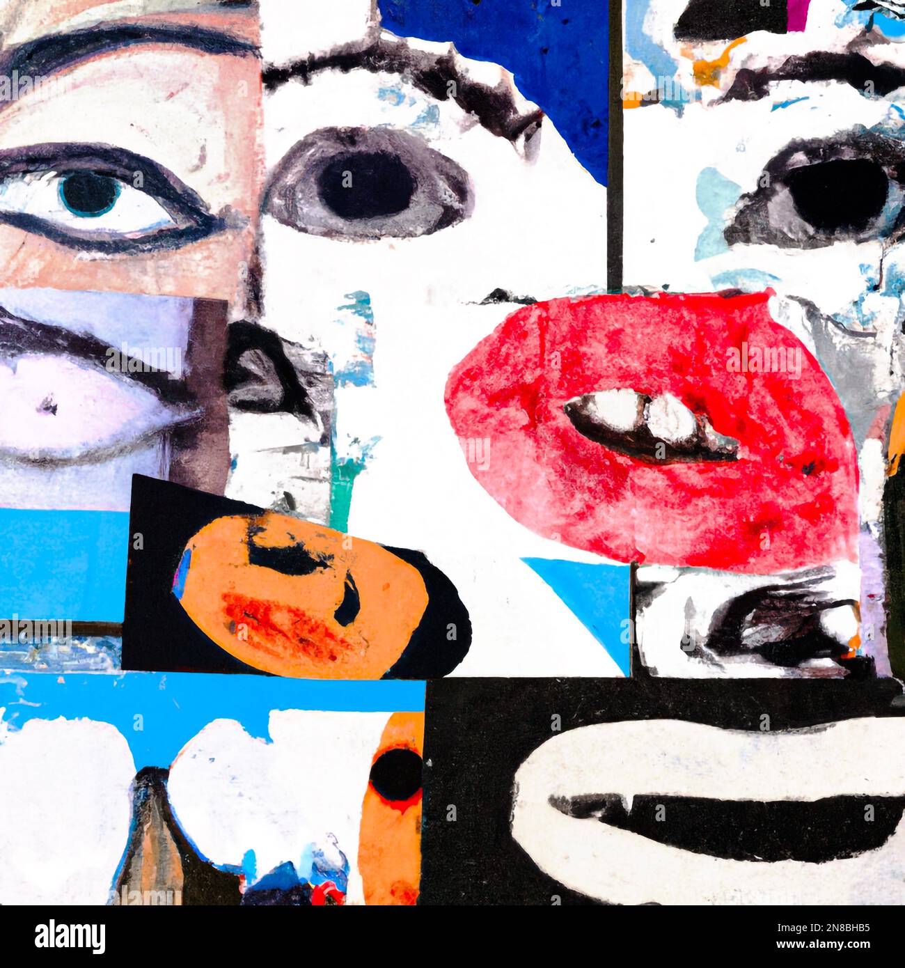 Abstract portrait faces collage, pop art fashion design – Digital ...