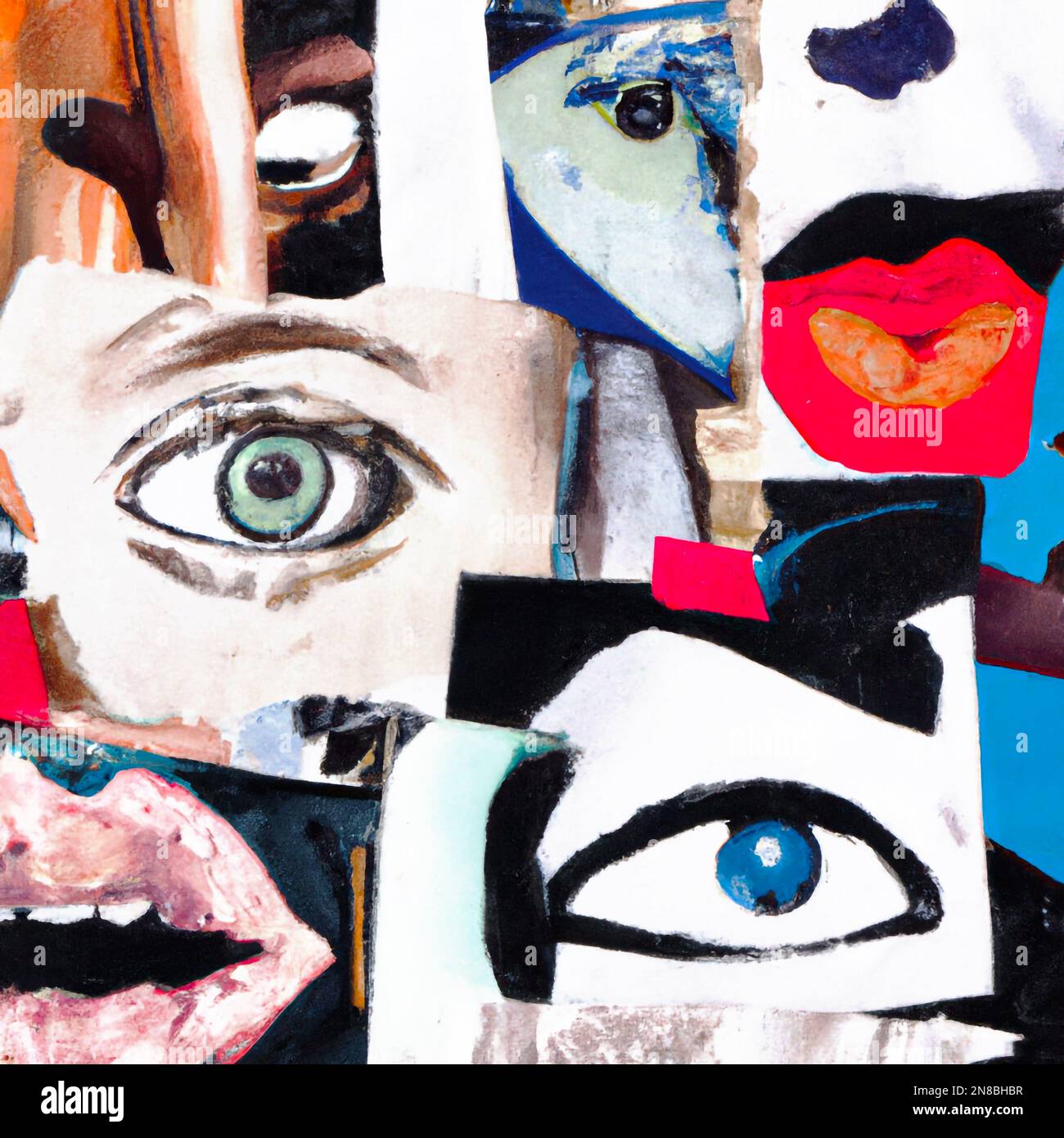 Abstract portrait faces collage, pop art fashion design – Digital ...