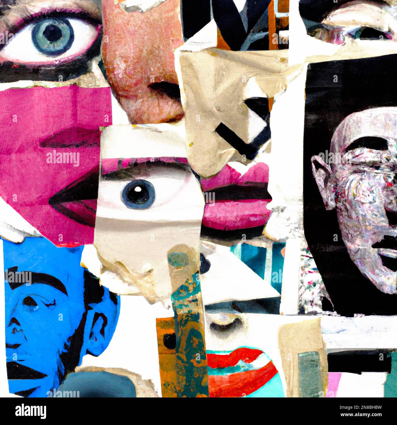 Abstract portrait faces collage, pop art fashion design – Digital ...