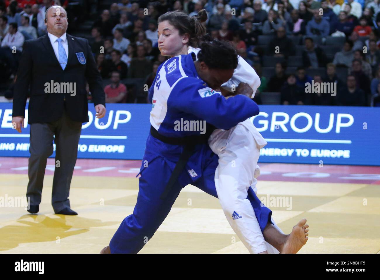 Priscilla Gneto of France and Timna Nelson - Levy during the Judo Paris ...