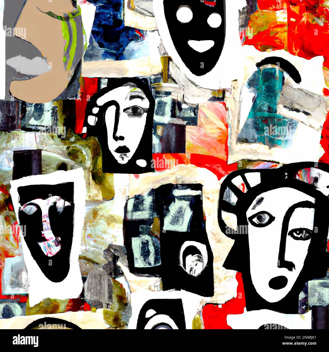 Abstract portrait faces collage, pop art fashion design – Digital ...