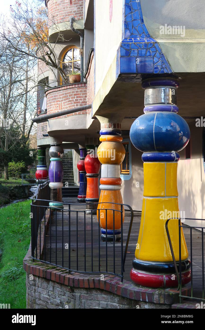 A residential building designed by Friedensreich Hundertwasser Stock ...