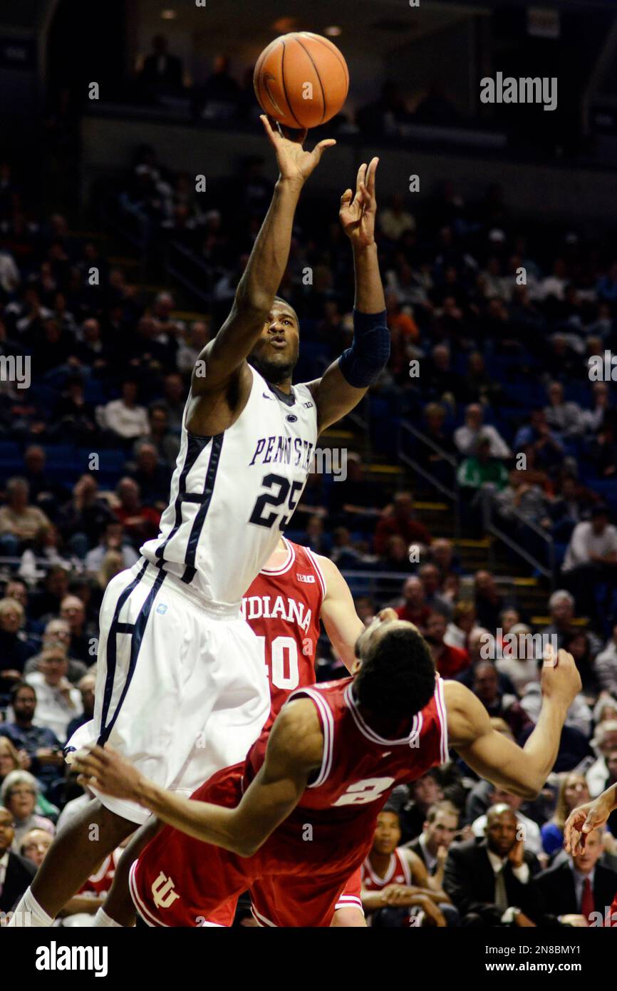 Penn State's Jon Graham (25) fouls Indiana's Christian Watford (2) as ...