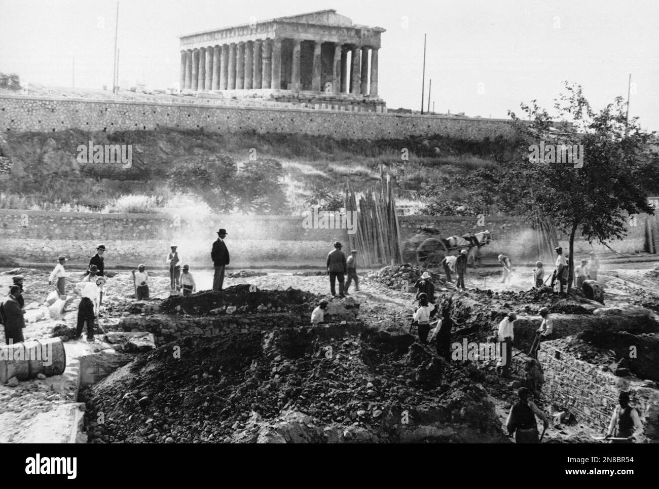 Excavation at Agora of Athens in the shadow of the Temple of Hephaestus ...