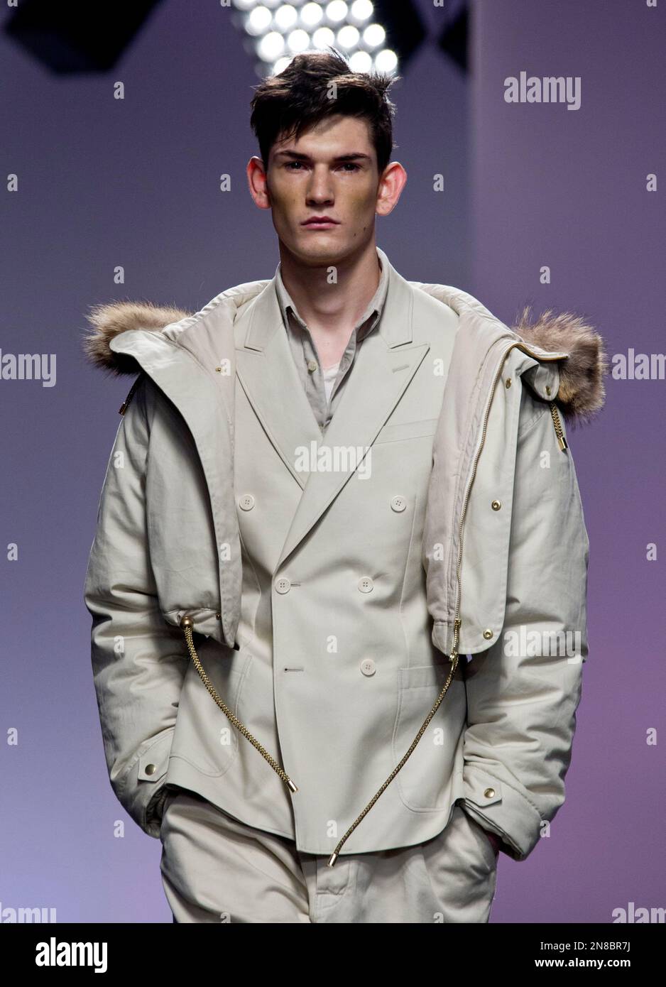 A model wears an outfit by designer Topman for their Autumn/Winter show ...